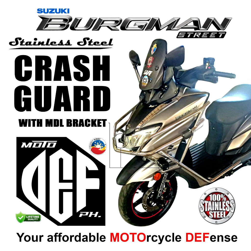 SUZUKI BURGMAN Street/EX Full Crash Guard w/MDL Bracket, MDL MOTO DEF ...