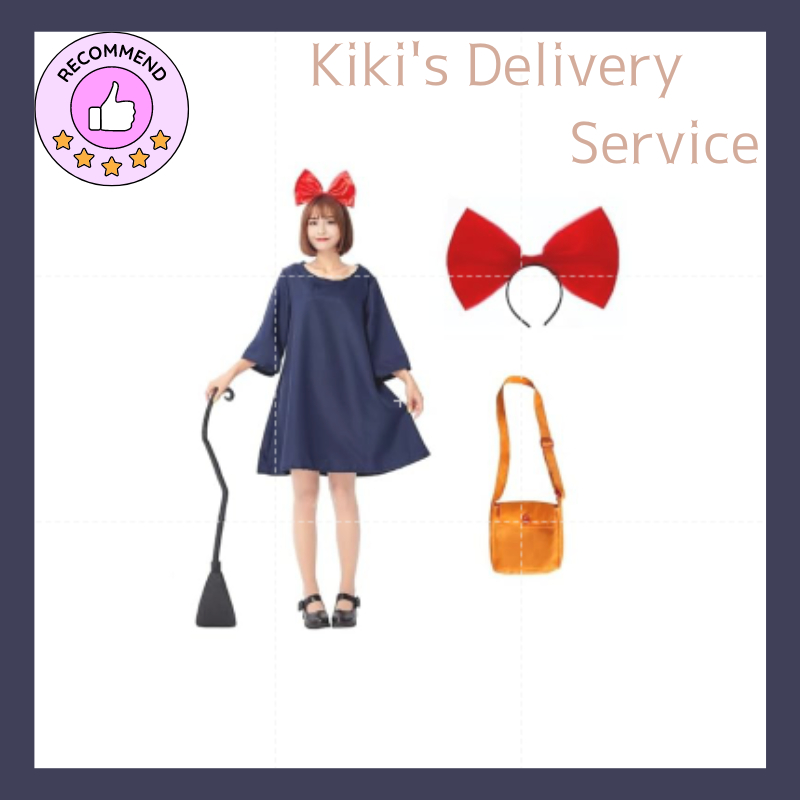 Kiki Cosplay Ribbon+Dress+Bag Cosplay Moe Cute Ladies Halloween Costume ...