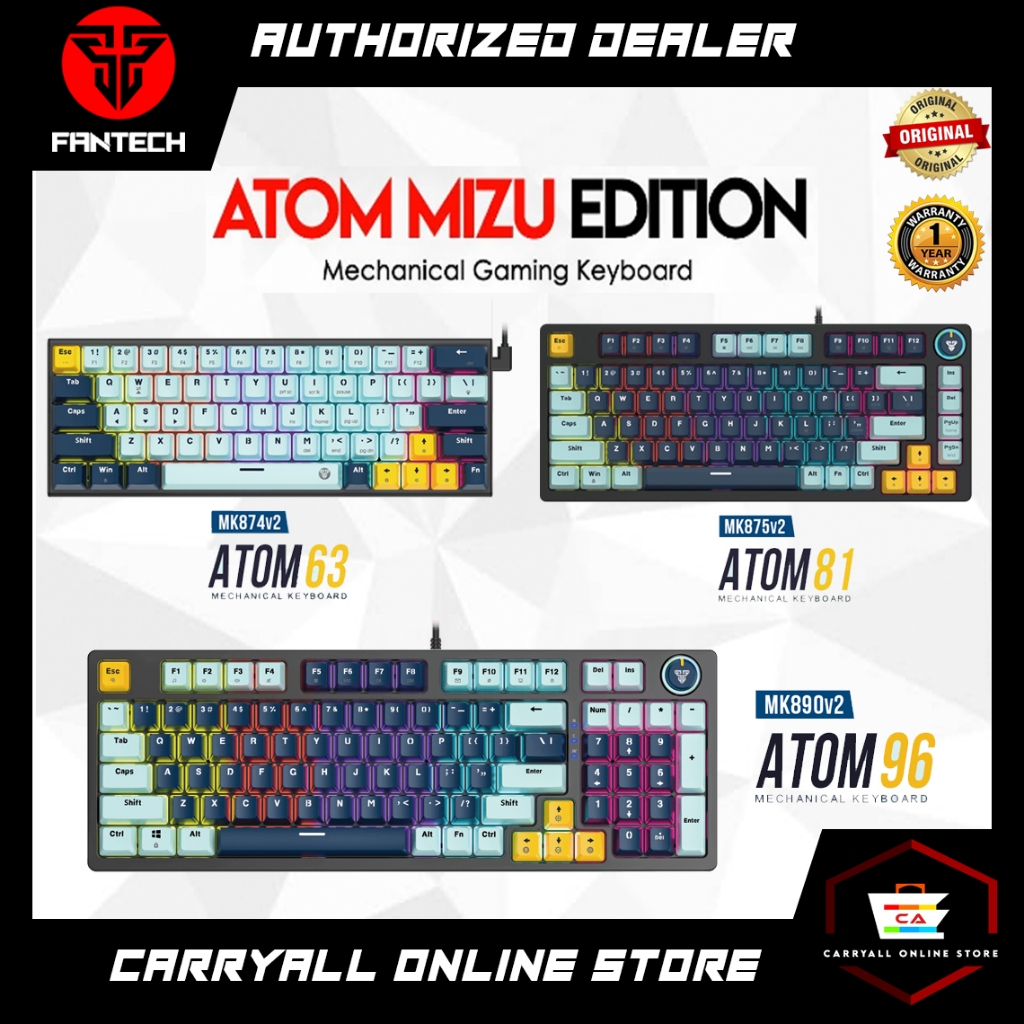 Fantech ATOM MIZU EDITION Mechanical Gaming Keyboard ATOM63 81 & 96 Hotswappable 3 Pin | Shopee ...