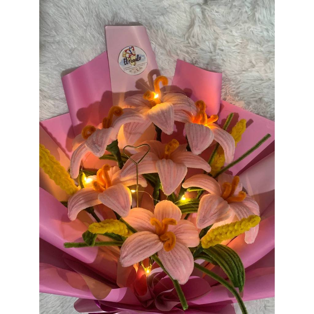 BOUQUET OF FLOWER MADE OF FUZZY WIRE - WITH FREE CARD | Shopee Philippines