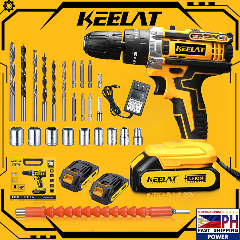 KEELAT Brushless Cordless Electric Multi-function Impact Drill Screw ...