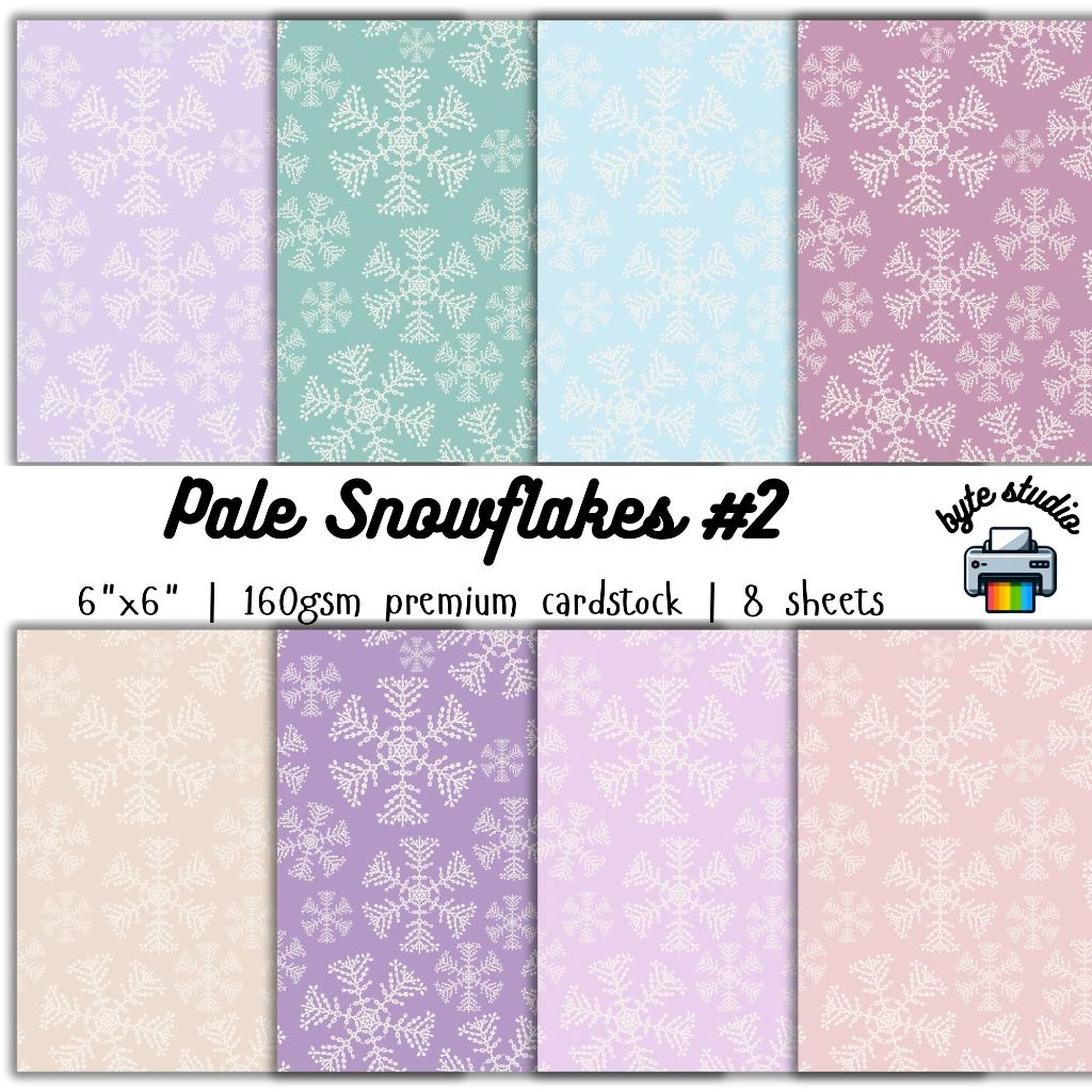 8 Sheets Pale Snowflakes #2 by byte studio | Cardstock Premium Paper ...