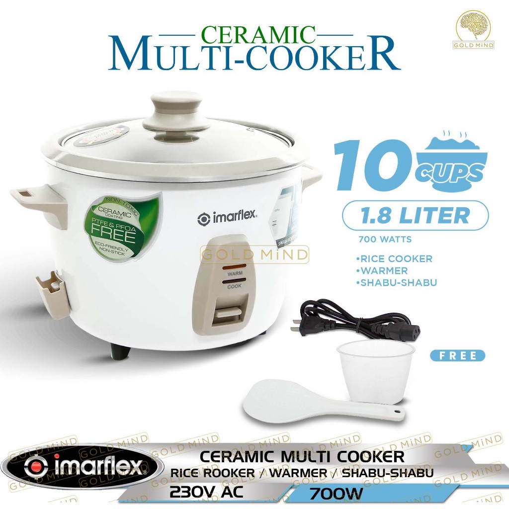 Imarflex Rice Cooker 1.8L Multi Cooker / Ceramic Pot / 10 cups / 700 ...