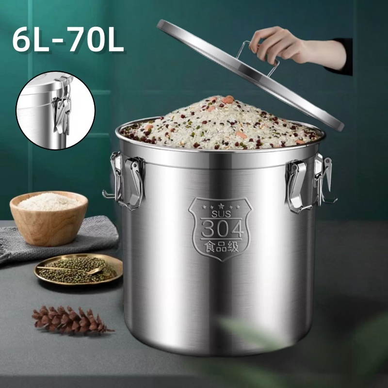 rice dispenser metal 25 kg stainless rice bucket banga lagayan ng bigas ...