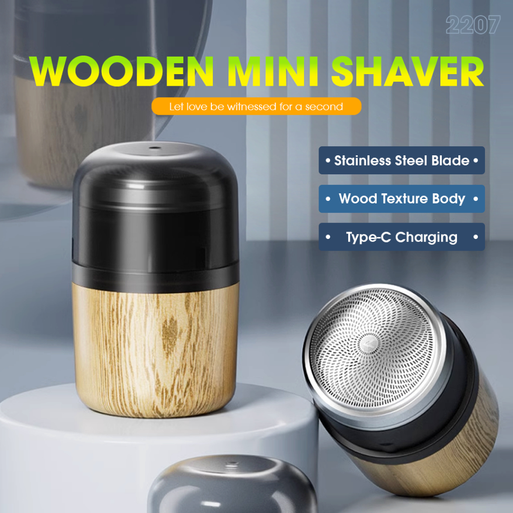 NSS Wooden Portable Electric Mini Shaver For Men Stainless Steel ...