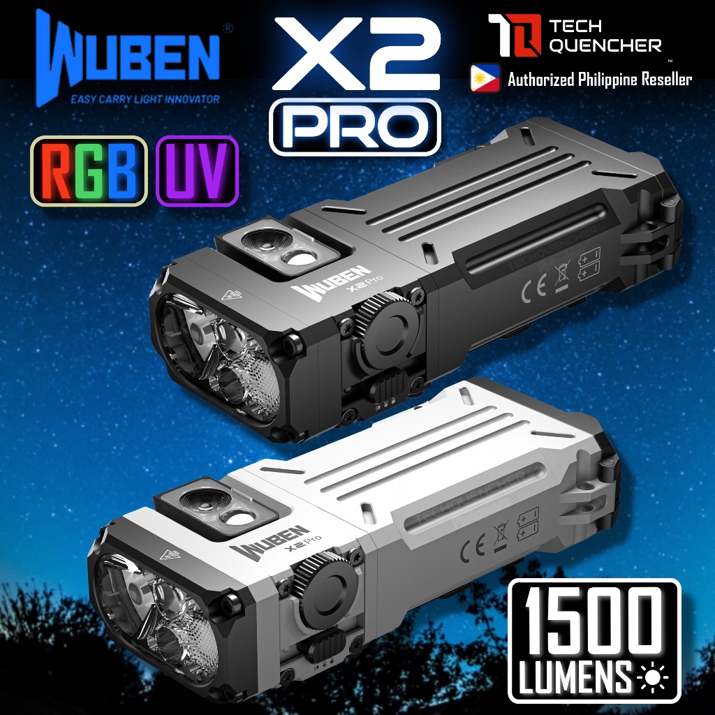 Wuben X2 Pro Flashlight - RGB & UV - 1500 Lumens - Dual Light Source ...