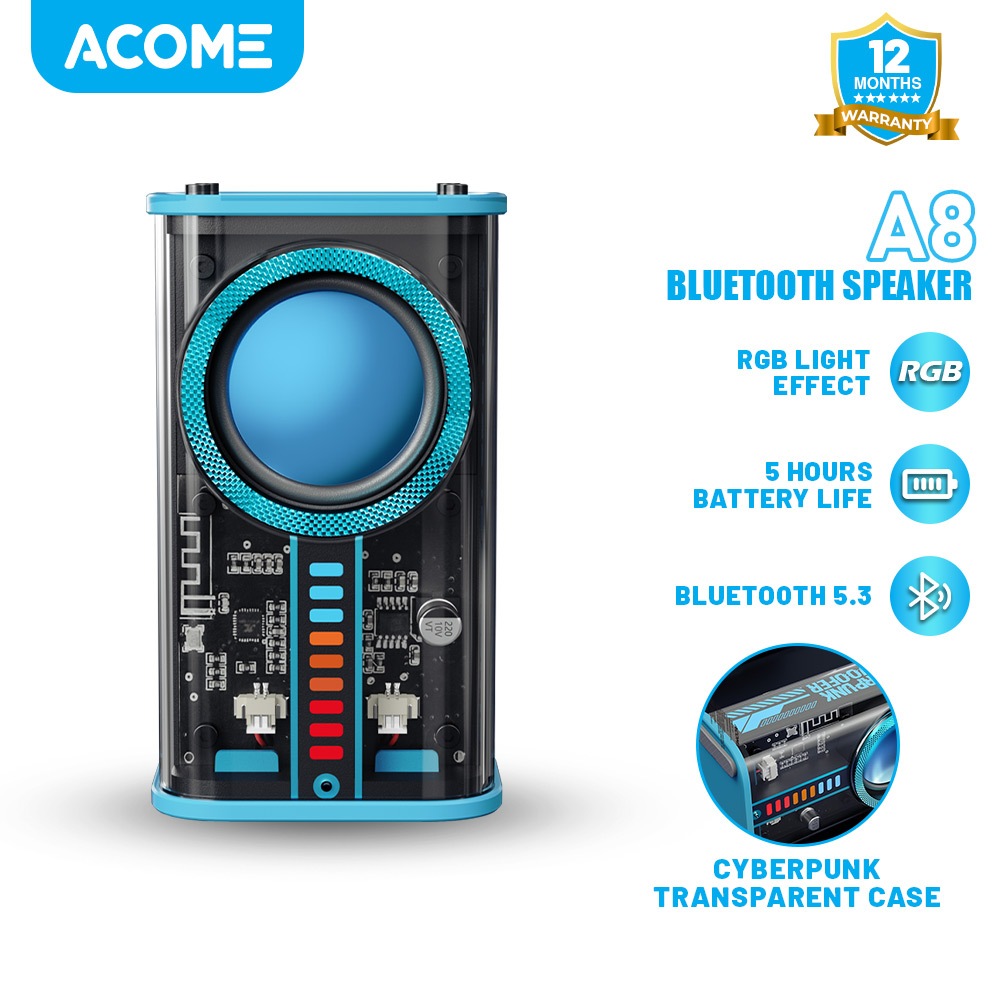 Acome TWS A8 Bluetooth Clock Speaker Cyberpunk Design RGB Light 5.3 ...