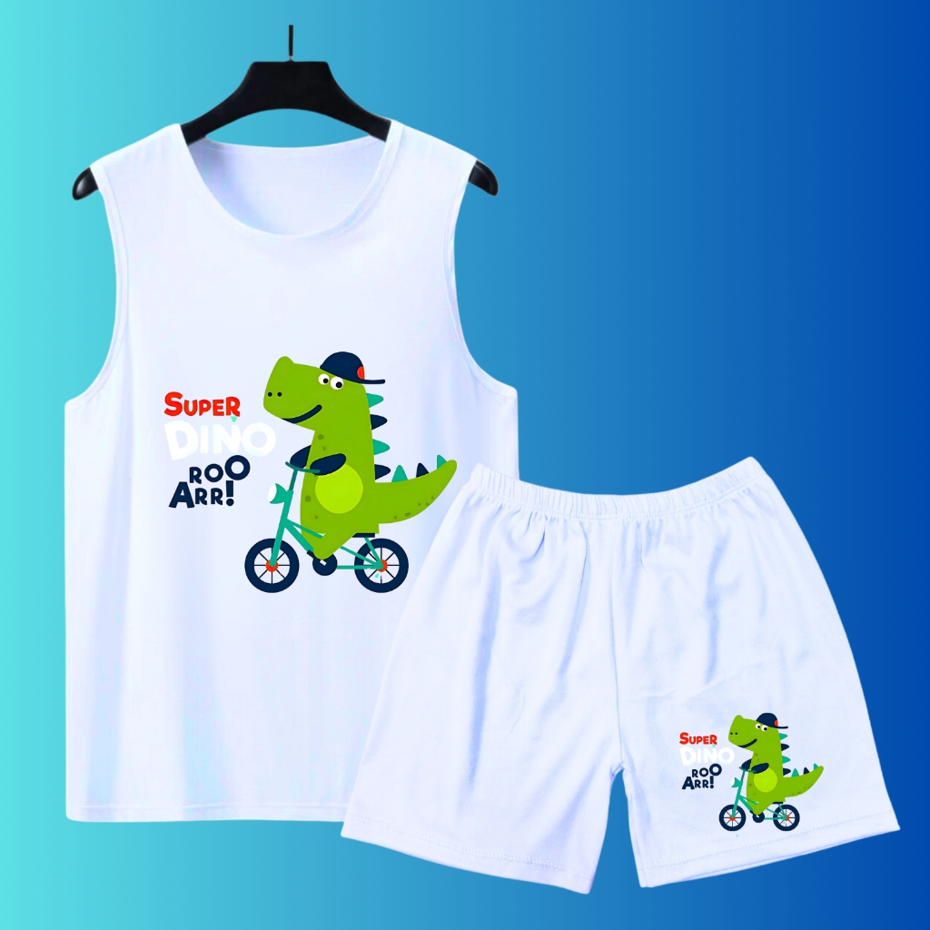 Infant Kids Boy Terno Set White Muscle Sando Shorts Cartoon Character ...