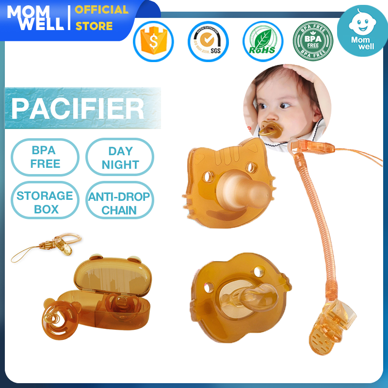 Momwell 3 In 1 Portable Baby Pacifier Set Anti-drop Chain Nipple Box ...