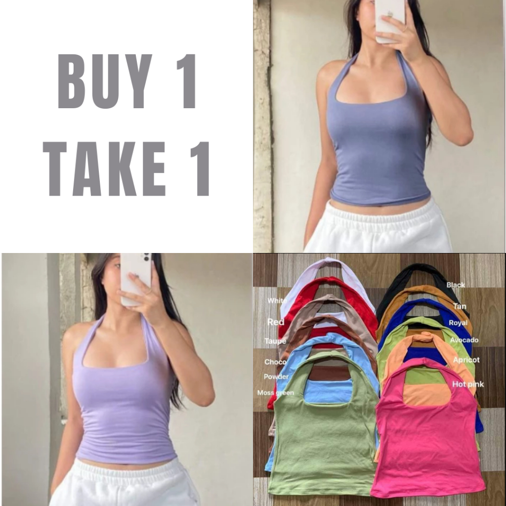 Buy 1 Take 1 Iwear Halter Top Double Lining - Front & Back Crop Tops ...