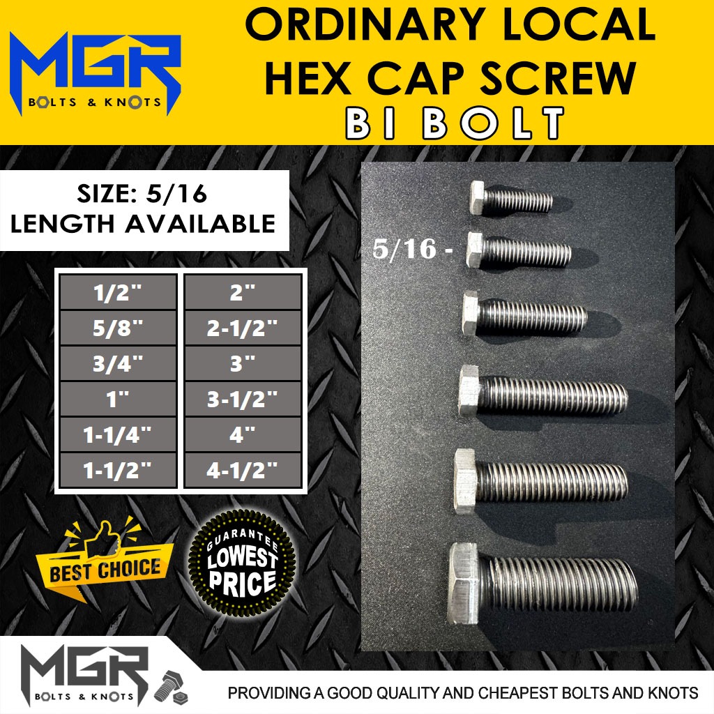20-50 PCS 5/16 ORDINARY HEXAGONAL BOLT (BI) | LOCAL CAP SCREW | HEX ...