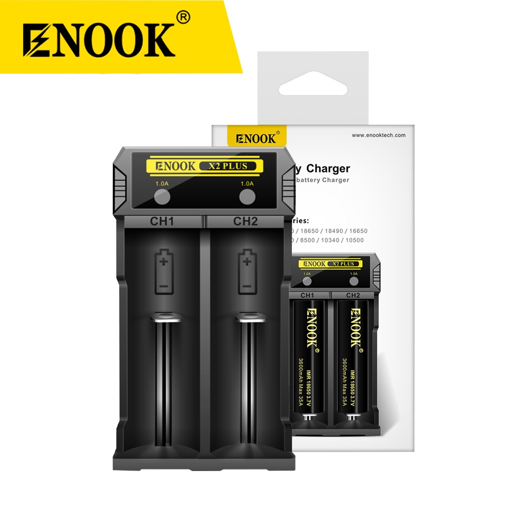 ENOOK X2 PLUS Original Smart Rechargeable Battery Charger 2-Slots 18650 ...