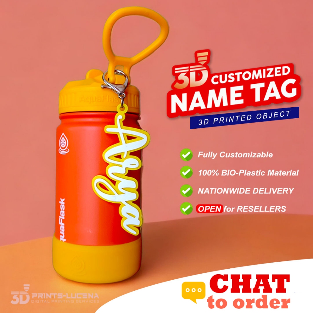 3D Personalized Name tags for Tumbler, Water bottles, bag tags etc, for ...