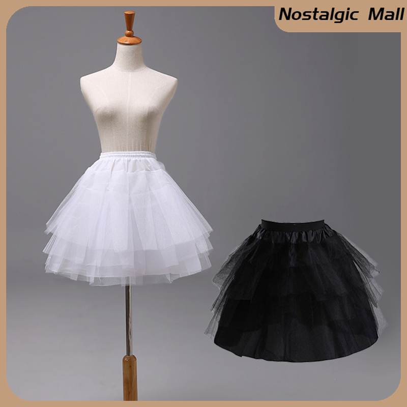 Women Girls Short Tulle Petticoats Cosplay Maid Wear Pettiskirt White ...