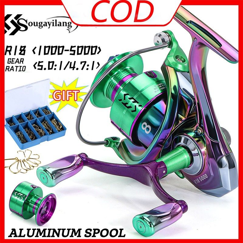 Sougayilang Spinning Fishing Reel 5.0:1 Gear Ratio Double Handle Super ...