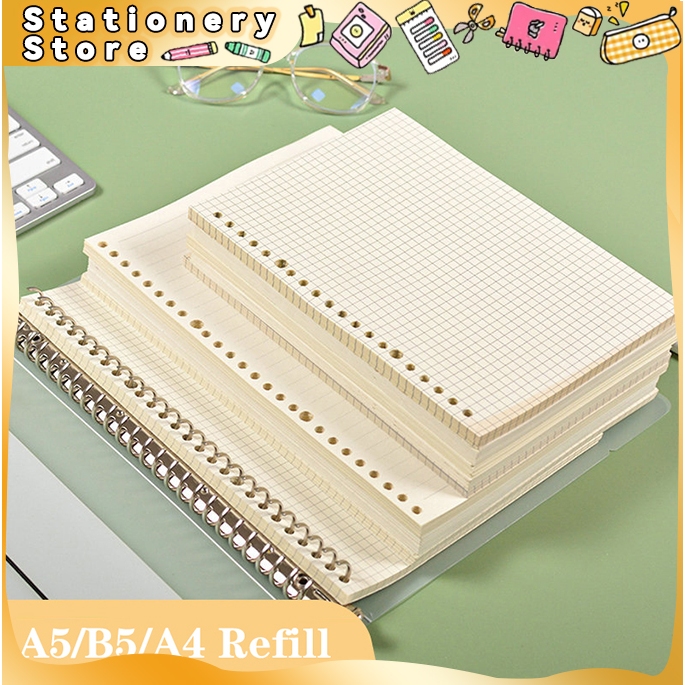 60 Sheets Loose Leaf A5/B5/A4 Binder Notebook 20/26/30 Holes Refillable Refill Papers | Shopee ...