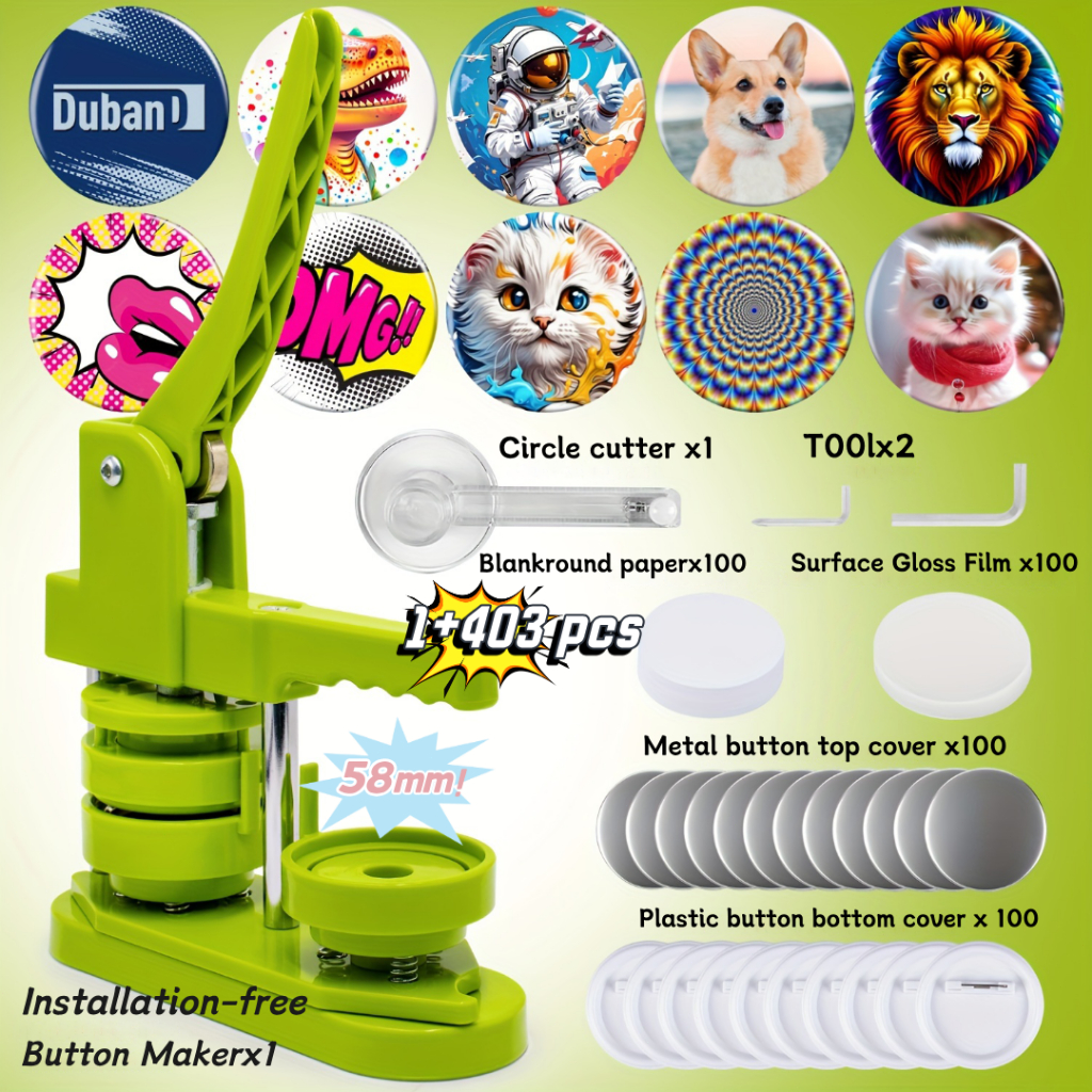 58mm Pin Maker Machine DIY Button Badge Press Heavy Duty Magnet Binding ...