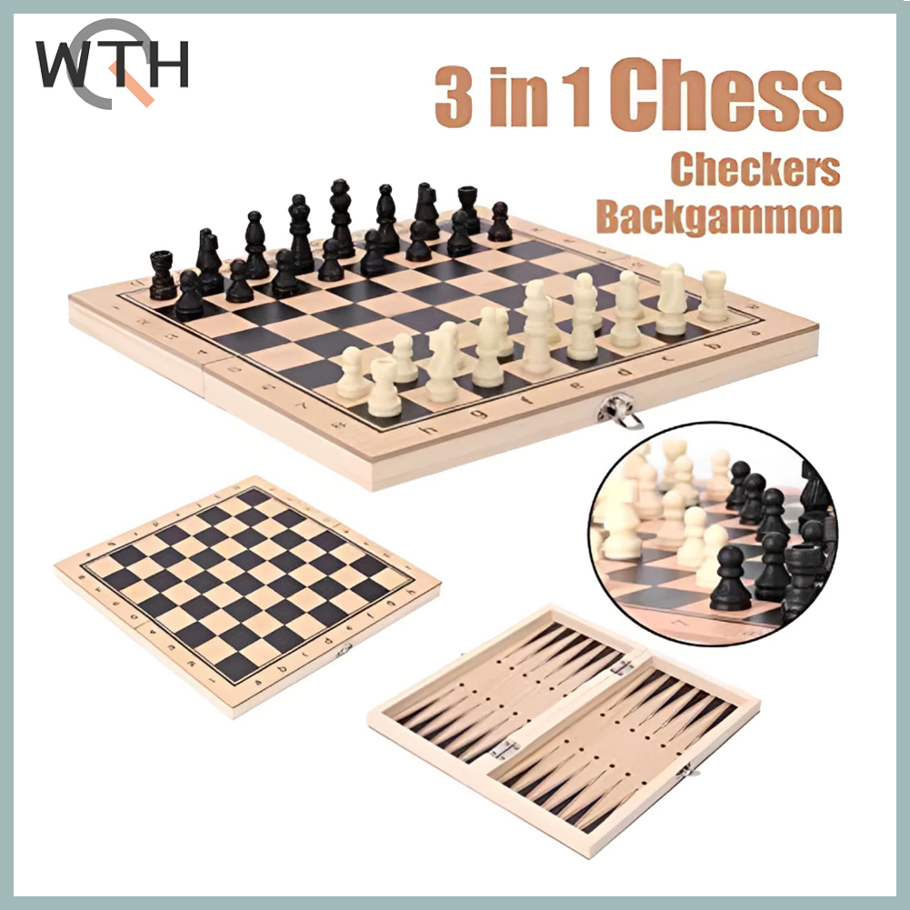 WTH Folding Portable Wooden Chess Board Set Tournament chess Board Game ...