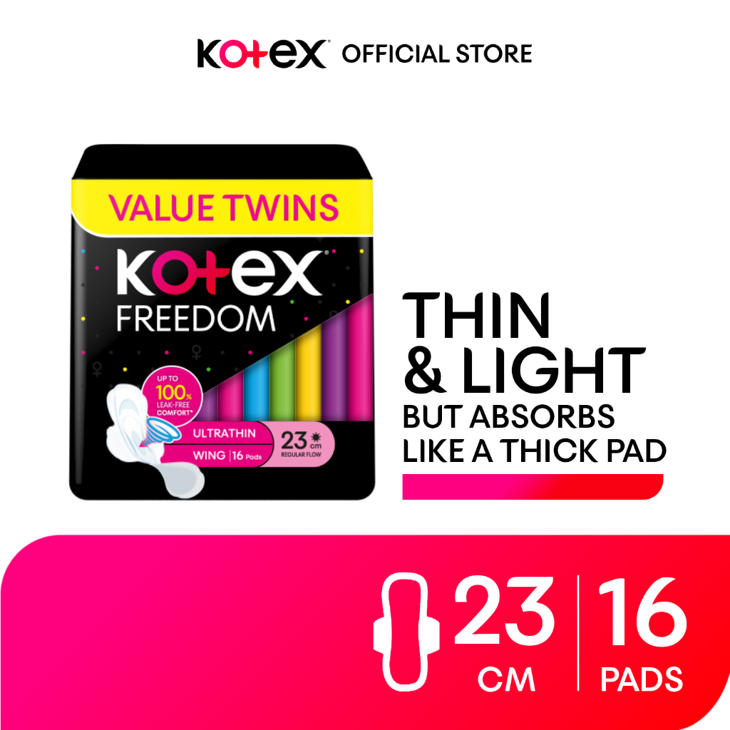 Kotex Freedom Ultrathin Sanitary Napkins 23cm Value Packs - 16 pads ...