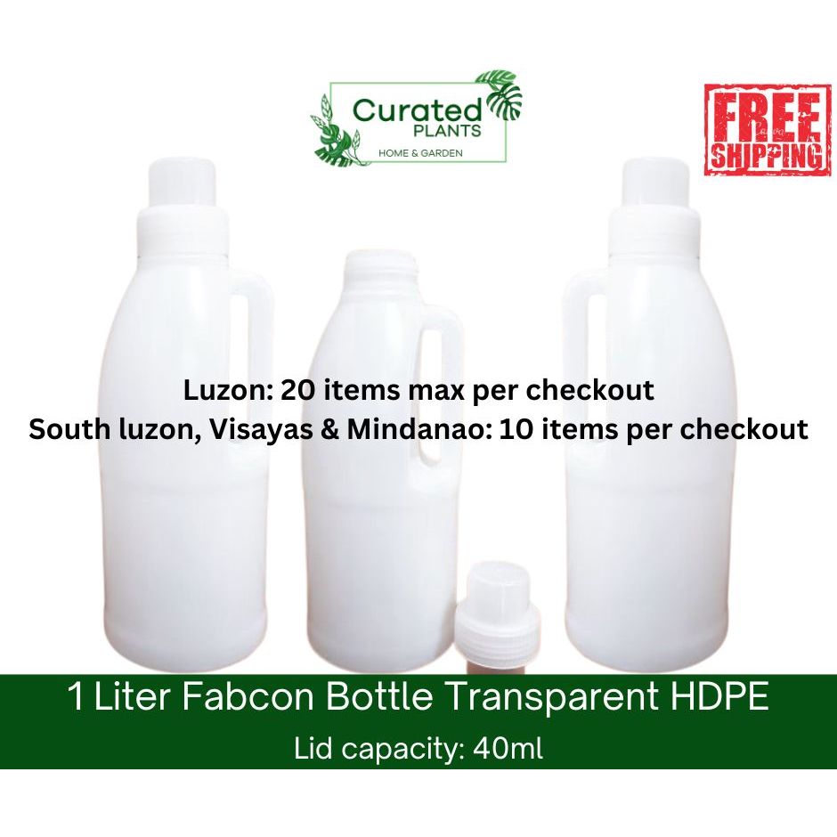 BRAND NEW! 1 Liter / 500ml Trans White HDPE Fabcon Bottle with Handle ...