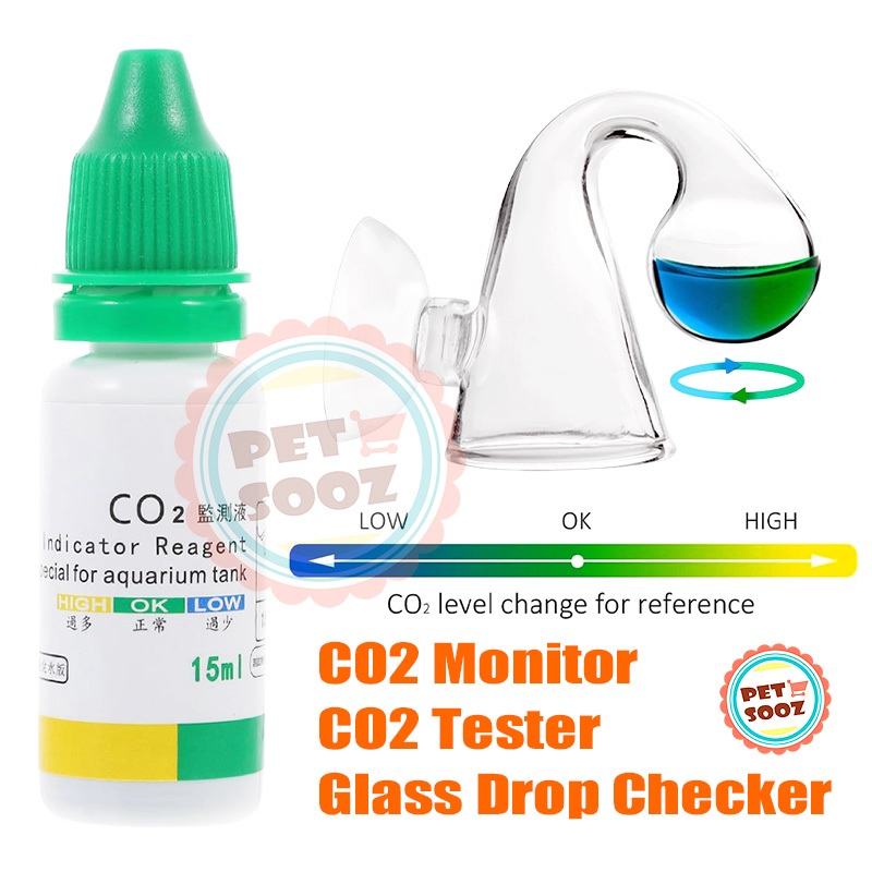 15 ML CO2 Tester Monitor CO2 Fish Tank Diffuse Glass Drop Ball Checker ...