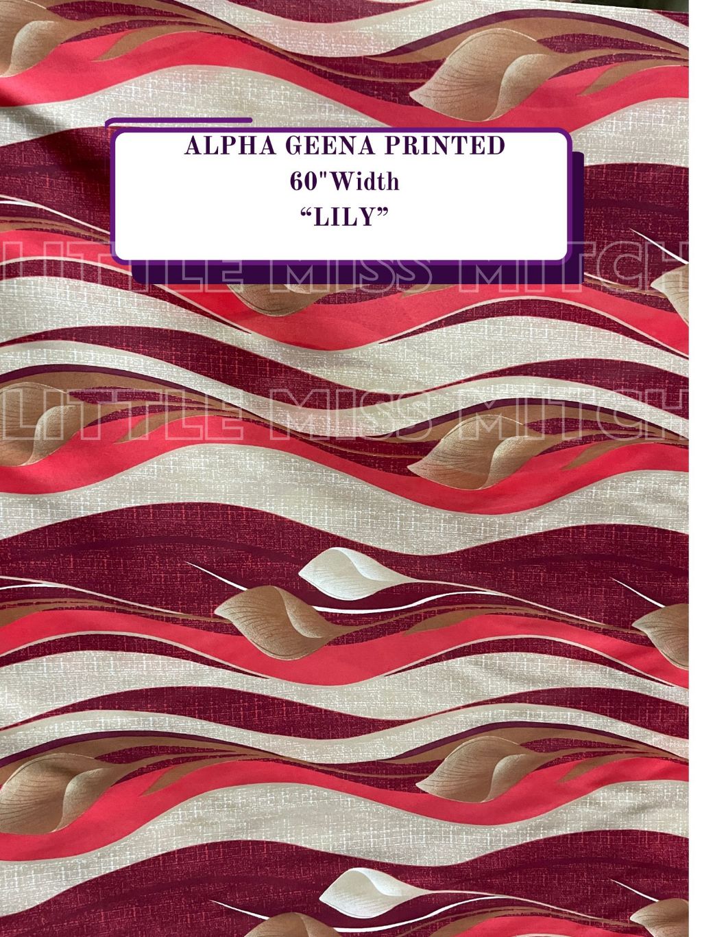 Little Miss Mitch Gina cloth 60" Printed Pongee Gina Tela Lily Design ...