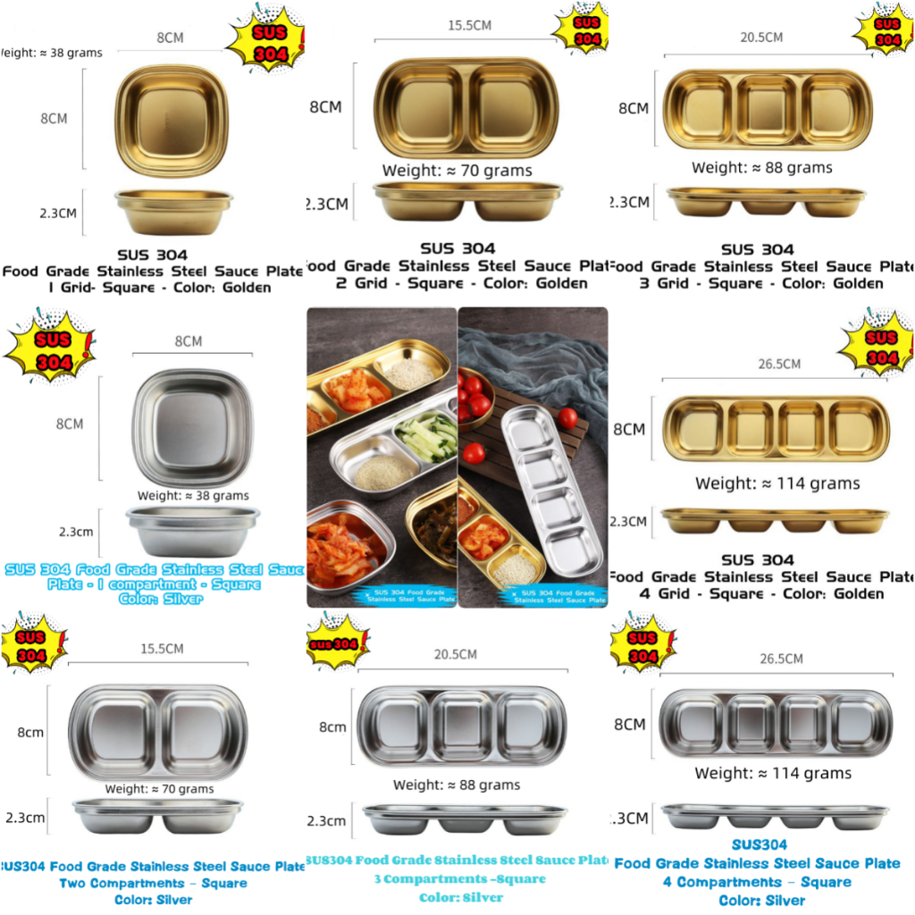 Korean SUS 304 Food Grade Stainless Steel Sauce Plate - Dipping Bowl ...