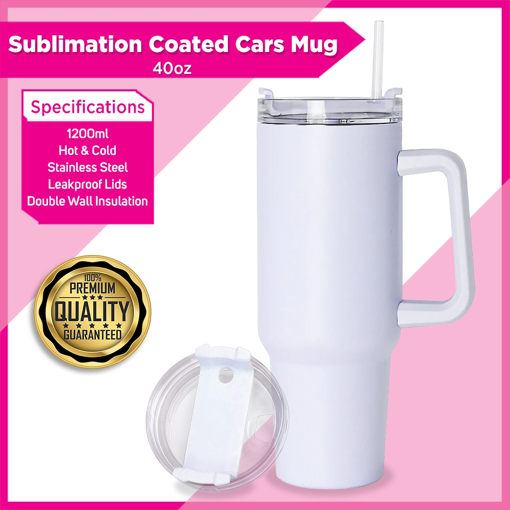Sublimation Coated car mug Handle Cup With Straw | Shopee Philippines