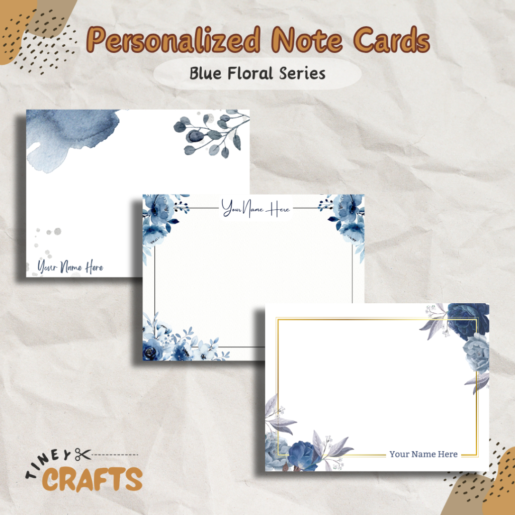 Personalized Note Cards | Blue Floral Series | Shopee Philippines