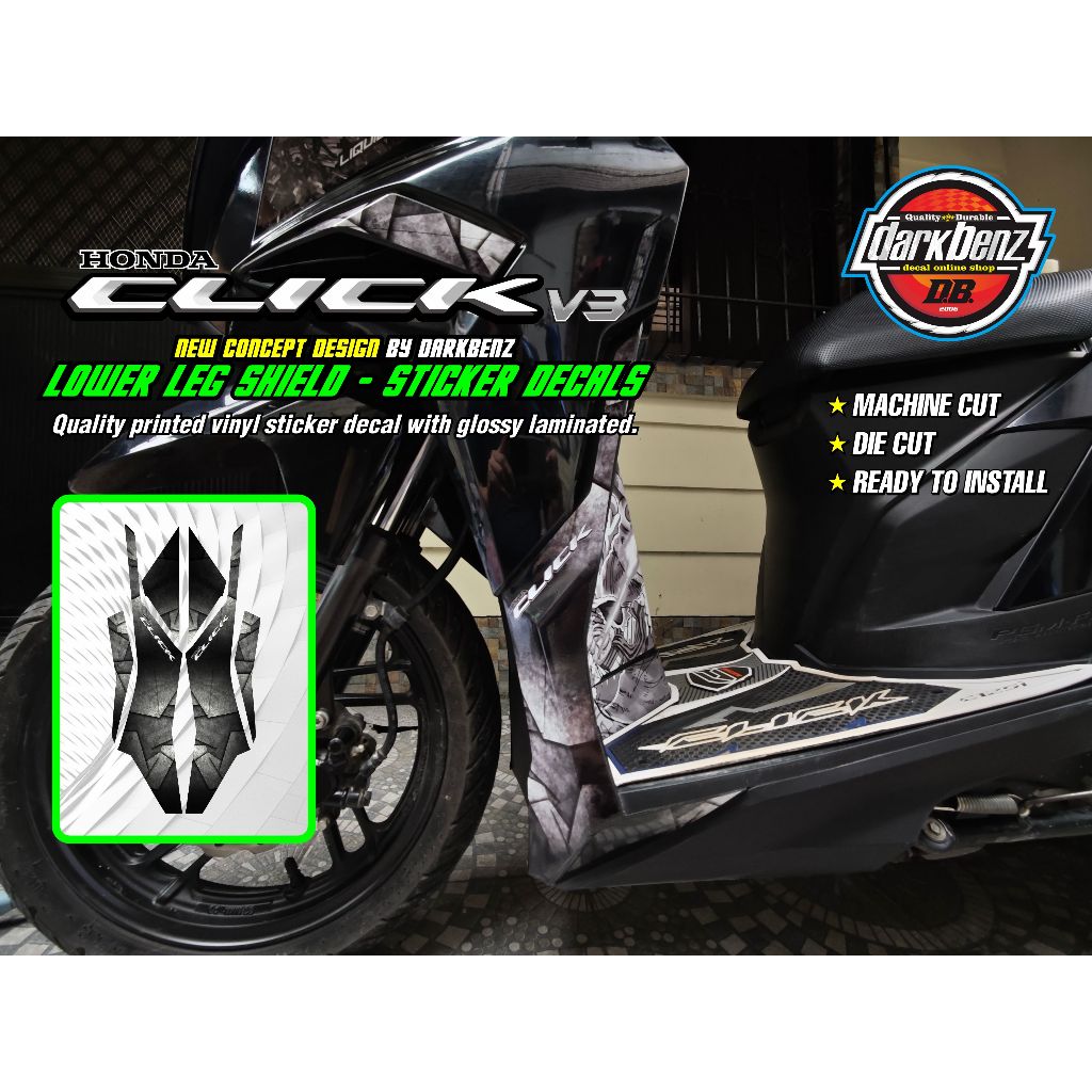 Honda Click V3 New Concept "E" for Side Fairing Printed Sticker Decals ...