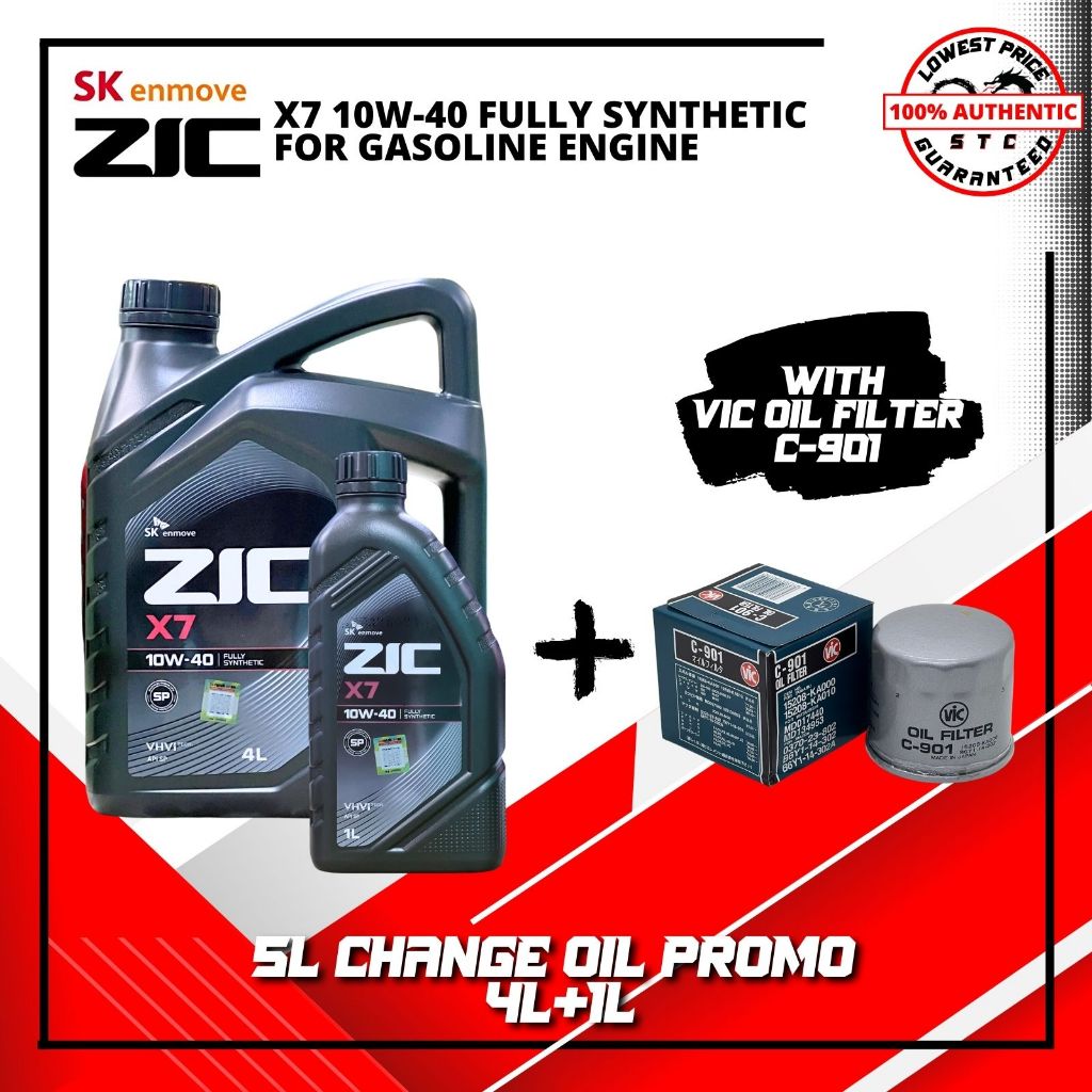 SK ZIC 5 Liters X7 10W40 For GASOLINE Engine with C-901 Vic Oil Filter ...