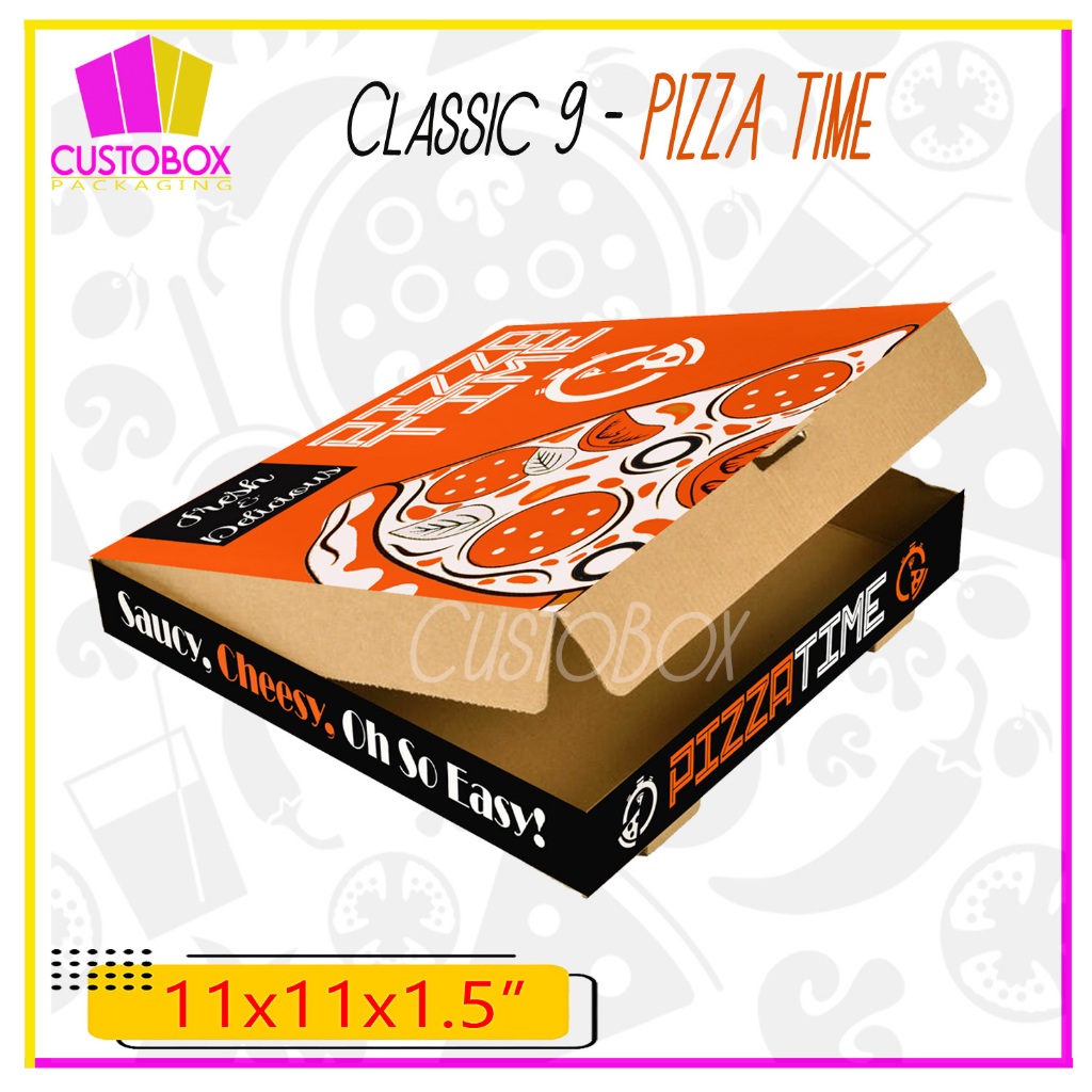 Pizza Box Corrugated / C9 - 11" PIZZA TIME / 50pcs | Shopee Philippines