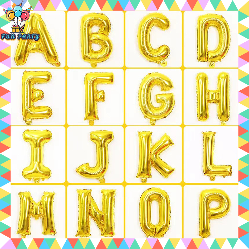16 Inch Balloon Letter A-Z Aluminum Foil Balloon Gold/Silver/Rose Gold ...