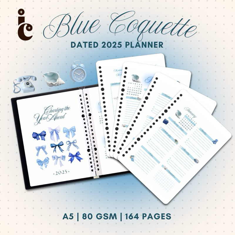 2025 Blue Coquette Planner | A5 Dated Coquette Planner | Ink by Cate ...