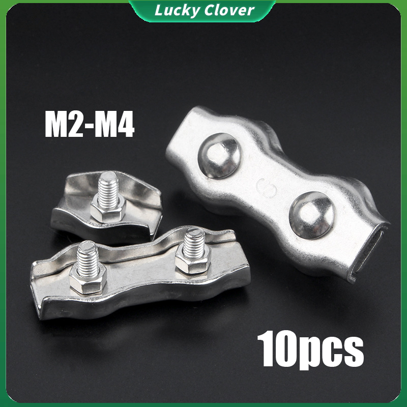 10Pcs 304 Stainless Steel Wire Rope Clip Double Grips Cable Clamp M2 M3 ...