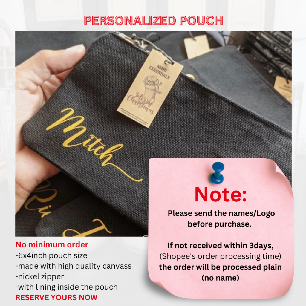 Minimalist Personalized Pouch with lining inside | Name or Logo ...