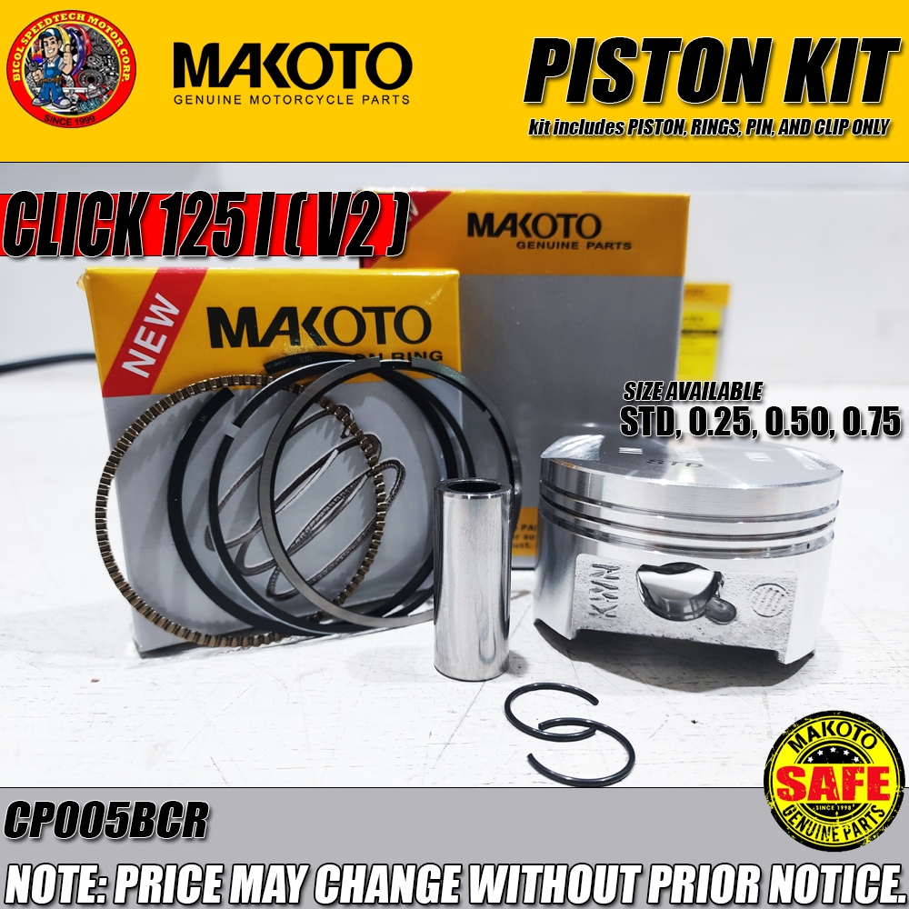 CLICK 125 I V2 PISTON KIT WITH RING, PIN, CLIP (BRAND: "MAKOTO ...