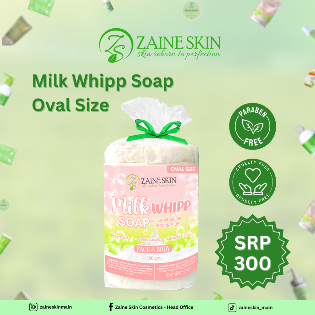 Zaine Skin Milk Whipp Soap Oval size with Snail Mucin and Niacinamide ...