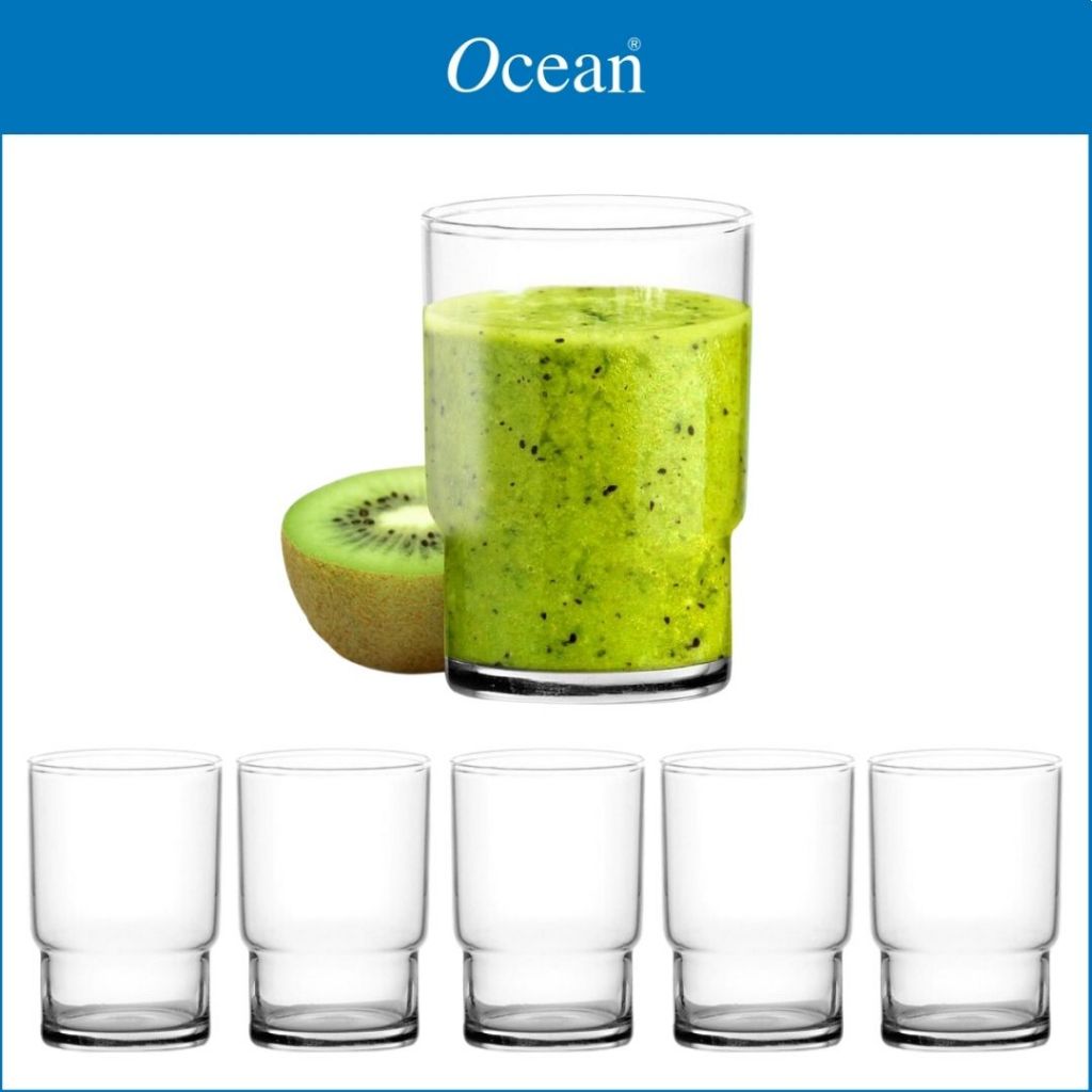 Ocean Glass Stack Glass Drinking Glass 245 Ml (Set Of 6) | Shopee ...