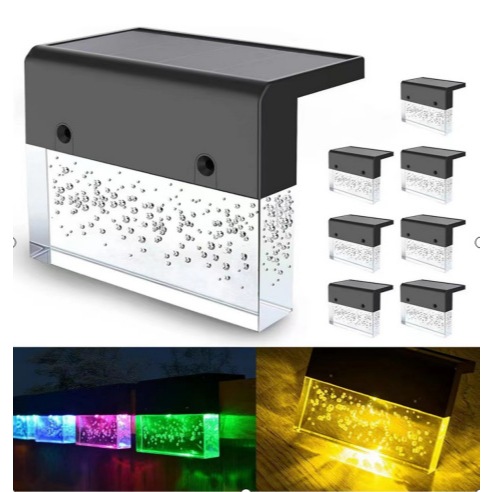Solar LED Light RGB Stair Step Light Waterproof Outdoor Yard Lawn ...