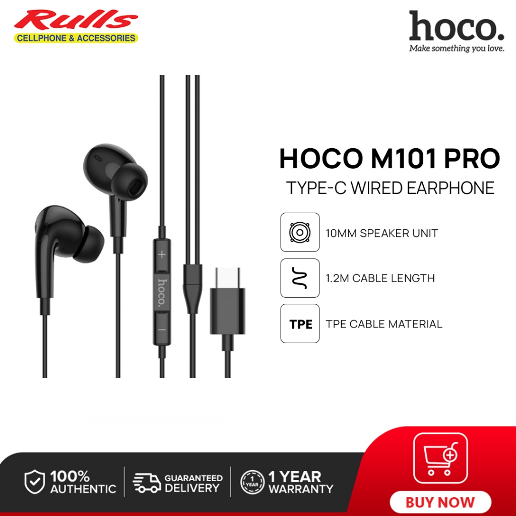 Hoco M101 Pro Type-C Wired Earphone | HD Microphone | 10mm Moving Coil | Button Control | Shopee ...