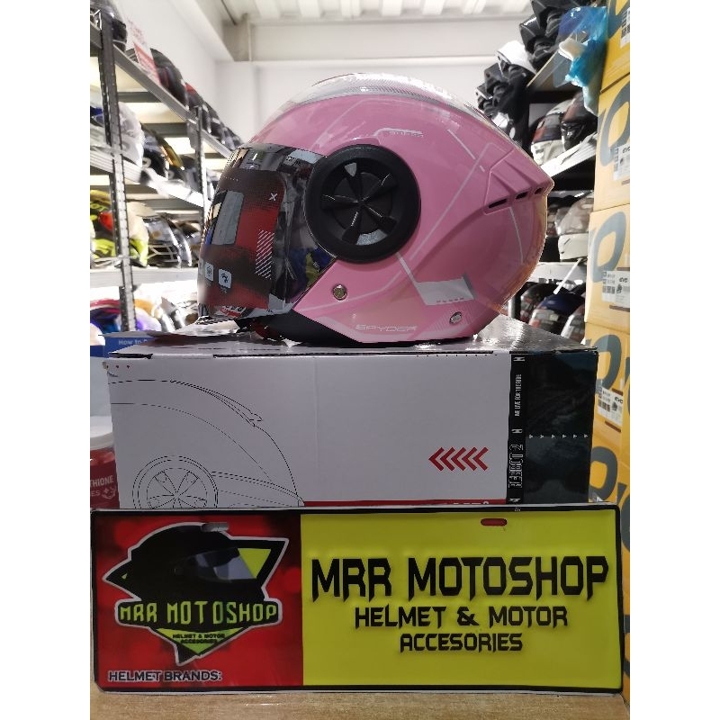 spyder Reboot2 lucid gloosy pink white halface helmet | Shopee Philippines
