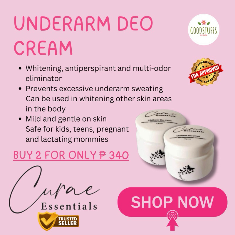 2pcs Curae Whitening UnderArm Deo cream 10g Cebu City | Shopee Philippines