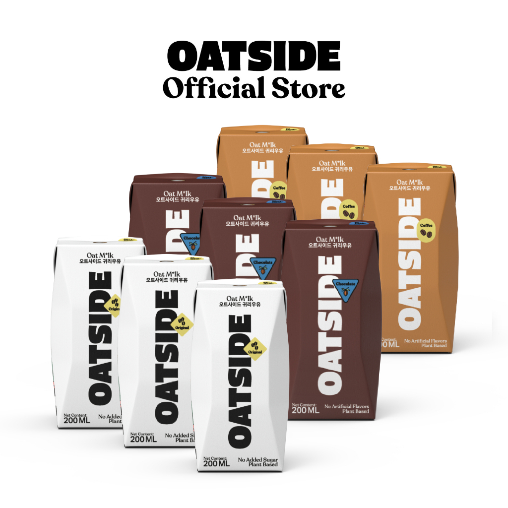 OATSIDE Tri-Flavor Oat Milk 200ml x 3 (Barista Blend x3, Chocolate x3 ...