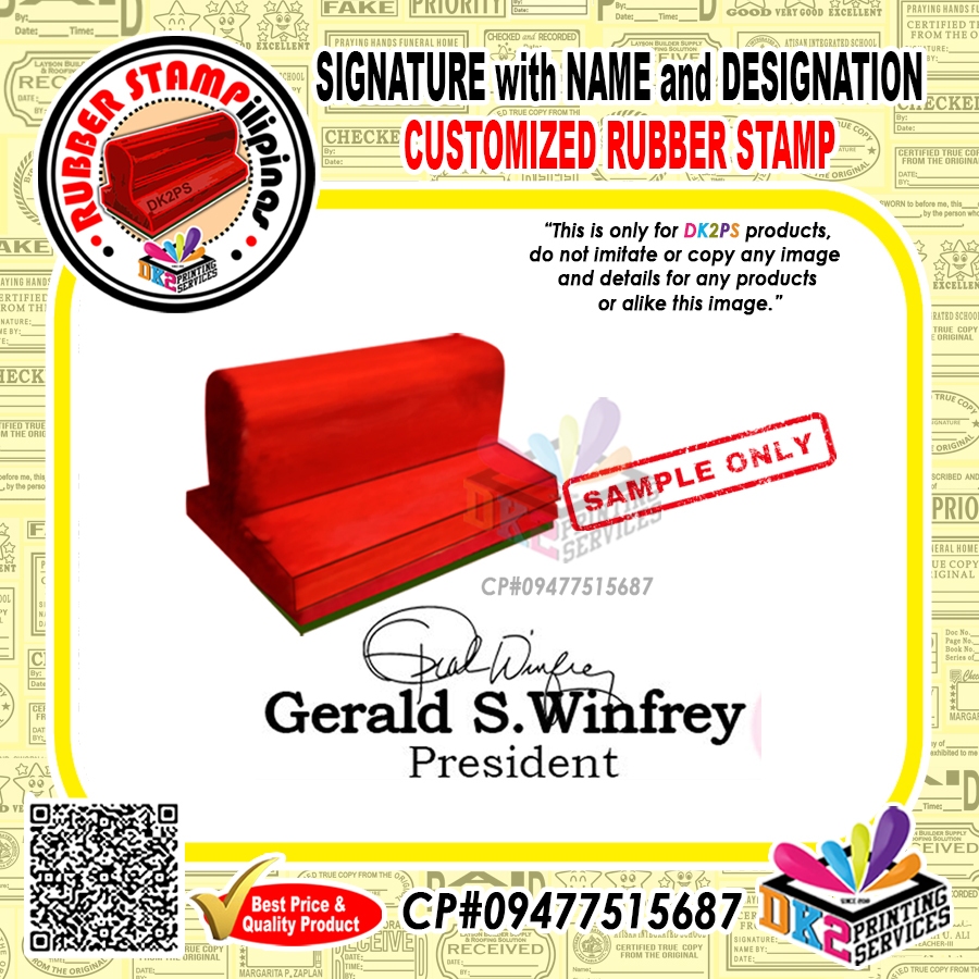 SIGNATURE RUBBER STAMP with or without name & position # ...
