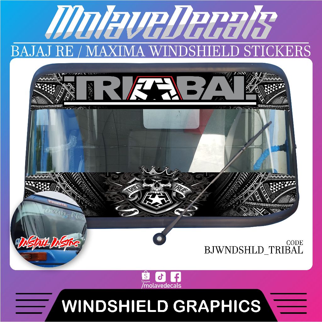 BAJAJ RE AND MAXIMA WINDHSIELD GRAPHICS BJWNDSHLD_TRIBAL | Shopee ...