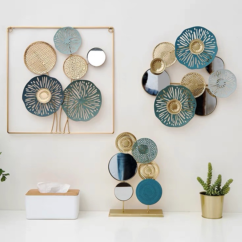 【COD】Metal Wall Decor Home Room Decor With Square Frame Leaf Art Gold ...