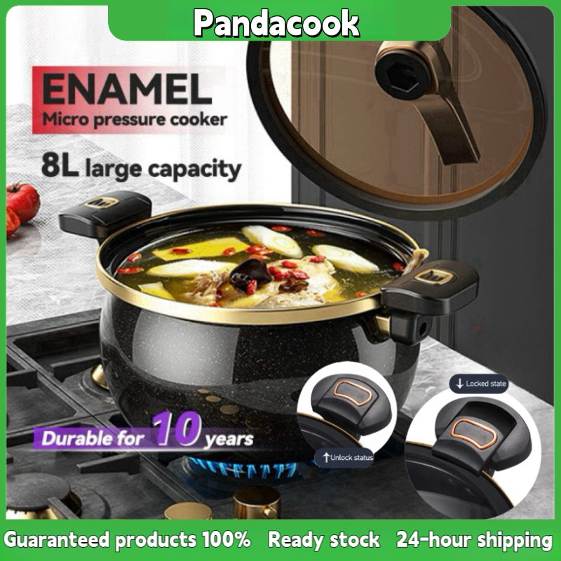 Pandacook 8L Non-stick Enamel Micro Pressure Cooker Integrated Pressure ...