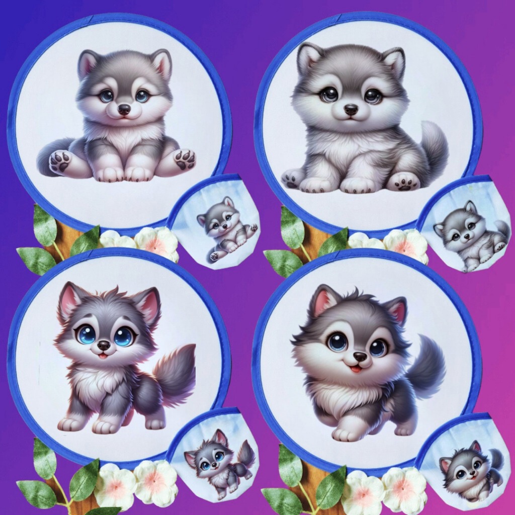 𝗪𝗼𝗹𝗳 𝗛𝘂𝘀𝗸𝘆 𝗣𝘂𝗽𝗽𝘆 𝗙𝗼𝗹𝗱𝗶𝗻𝗴 𝗙𝗮𝗻𝘀 𝗗𝗲𝗰𝗼𝗿 𝗚𝗶𝗳𝘁 𝘄/ 𝗣𝗼𝘂𝗰𝗵 𝗦𝗼𝘂𝘃𝗲𝗻𝗶𝗿𝘀 𝗖𝘂𝘁𝗲 𝗛𝗮𝗻𝗱 ...