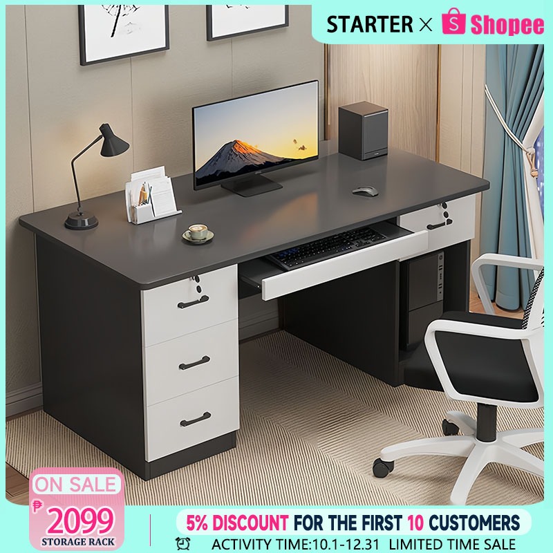 STARTER Computer Table Office Table Black Study Table Modern Work Desk ...